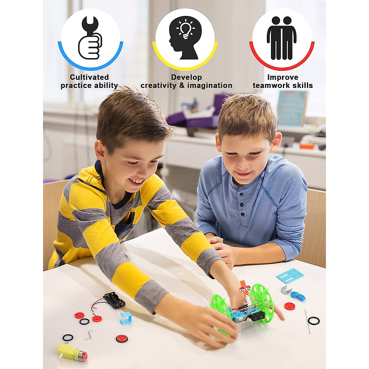 5 Set STEM Kit, Robot Building Kit, STEM Projects for Kids Age 8-12, DIY Electronic Science Experiments Engineering Toys,Gift for Boys and Girls 8 9 10 11 12 Year Old