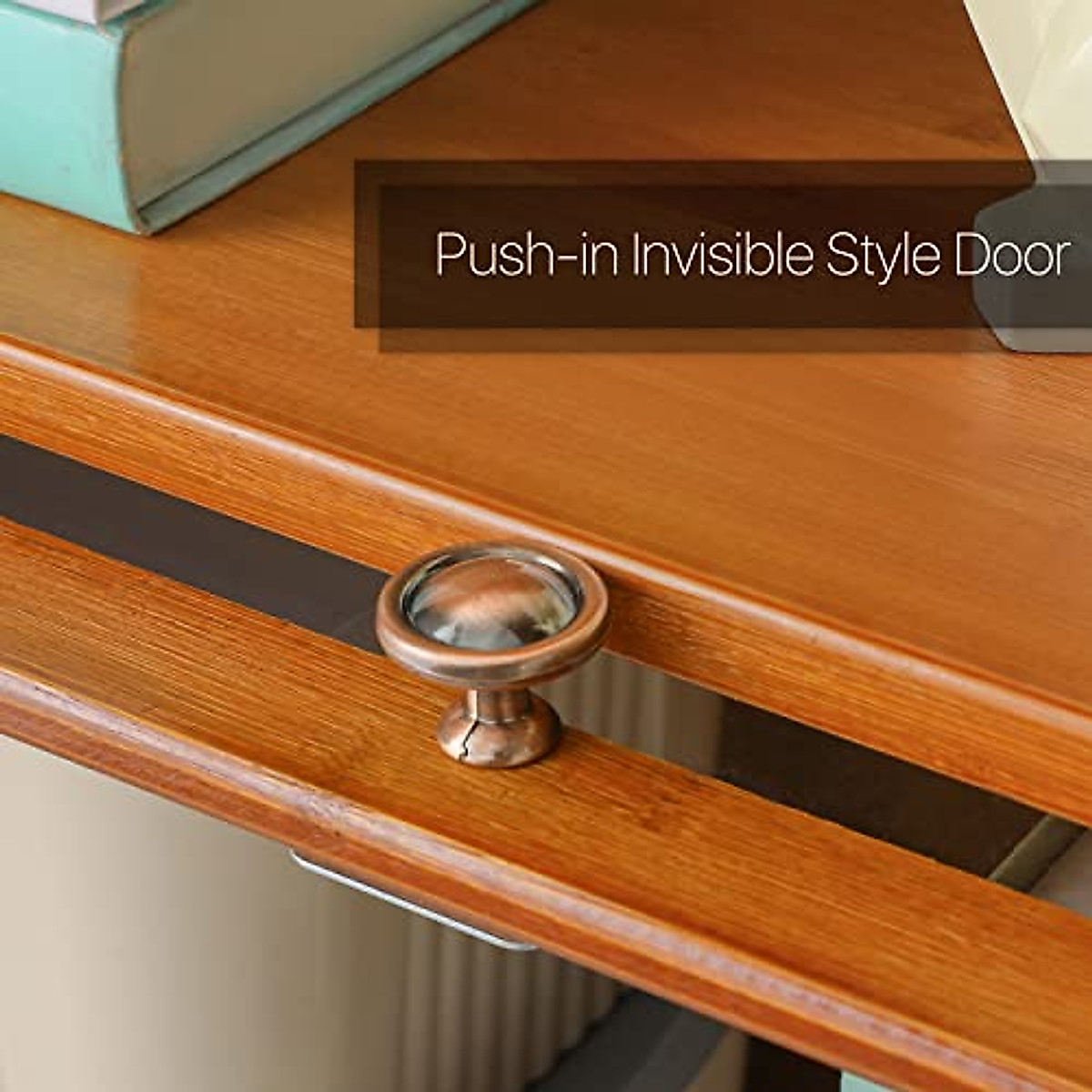 MoNiBloom 5 Tier Book Cabinet with Acrylic Doors, Bamboo Display Shelf Organizer Stand for Children's Student, Living Room, Home, Office, Brown