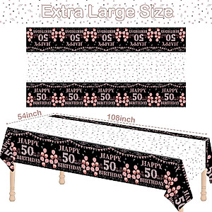 Black Rose Gold Birthday Party Supplies,Disposable Party Tableware Sets - 50 Years Paper Plates,Napkins,Plastic Forks Knives,Tablecloths,50th Birthday Decorations for Men,24 Guests