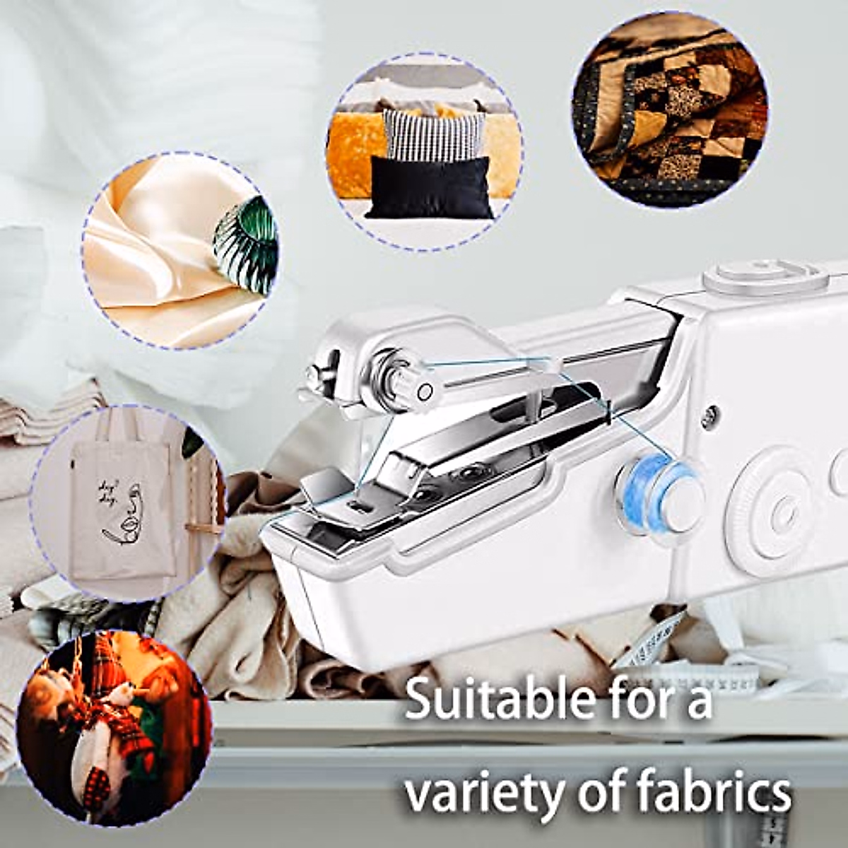 Handheld Sewing Machine Mini Sewing Machines,Portable Sewing Machine Quick Handheld Stitch Tool for Fabric,Kids Cloth,Clothing (battery not included）