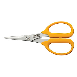 OLFA 5" Straight Edge Stainless Steel Scissors (SCS-4) - 5 Inch Multi-Purpose Heavy Duty Precision Scissors w/ Sharp Blades & Comfort Grip for Home, Fabric, Sewing, Paper, Garden