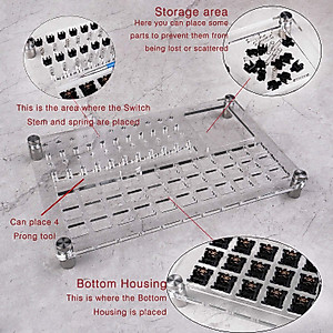 Gliging 33 Switch Tester Switch Opener Acrylic Lube Station DIY Double-Deck Removal Platform Keycaps Puller for Custom Gateron Cherry Mechanical Keyboard