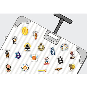 50 Pcs Bitcoin Stickers Digital Currency Stickers for Water Bottle Laptop Skateboard Luggage Guitar Car Motorcycle Bike Vinyl Waterproof Crypto Stickers Pack Suitable for Teens Adults