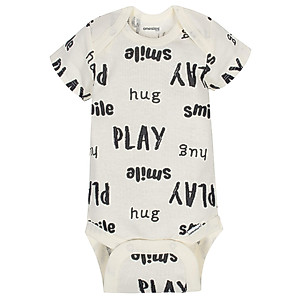 Onesies Brand Unisex Baby 8-Pack Short Sleeve Mix & Match Bodysuits, Play Smile & Hug Neutrals, 3-6 Months