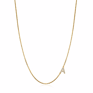 Sideways Initial Necklace for Women, 14k Gold Filled Dainty Cubic Zirconia Sideways Letter Necklace, Tiny Monogram Initial Necklace Gifts for Women