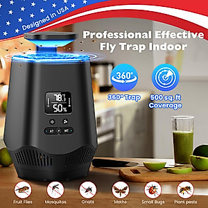 Fruit Fly Traps for Indoors, Smart Fly Trap Indoor for Home, Gnat Traps for House Indoor Bug Zapper Flying Insect Trap for Plants Moths Mosquitoes with 10 PCS Refill
