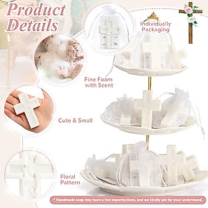 Swiffen 50 Sets Baby Shower Baptism Favors Set Cross Soap with Greeting Cards Organza Bag Scented Soap Favors Christening Communion Baptism Party Favors for Guests Party Gender Reveal Gift