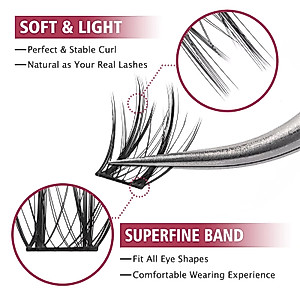 FLOMAZE Lash Clusters 100 Pcs DIY Eyelash Extension Wide Stem Lightweight Handmade Reusable Individual Lashes DIY at Home (Wings-100 pcs-Mixed)