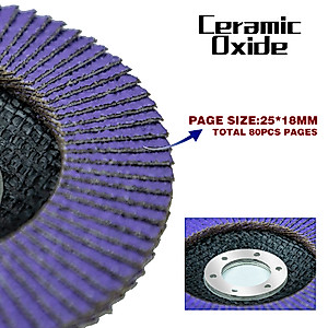 Sali 20 Pack Ceramic Flap Disc 60 Grit 4.5" x 7/8 Inch Sanding Disc Bevel Type #29 Premium and Industrial Grade Angle Grinder Grinding Wheel High Performance Edge Grinding Purple