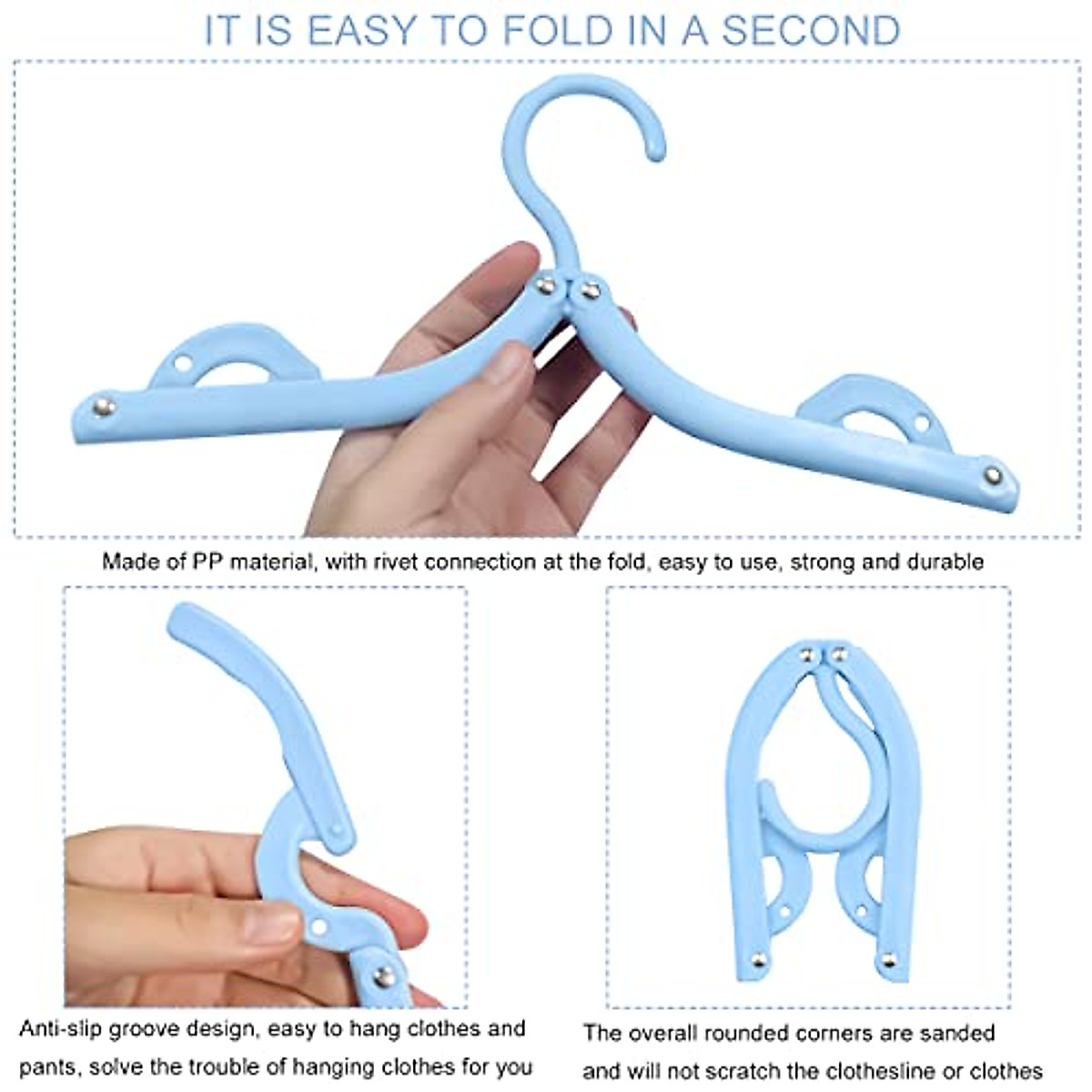 Foldable Travel Hanger 12 Pcs Portable Folding Clothes Hangers Non-Slip Lightweight Portable Coat Hanger