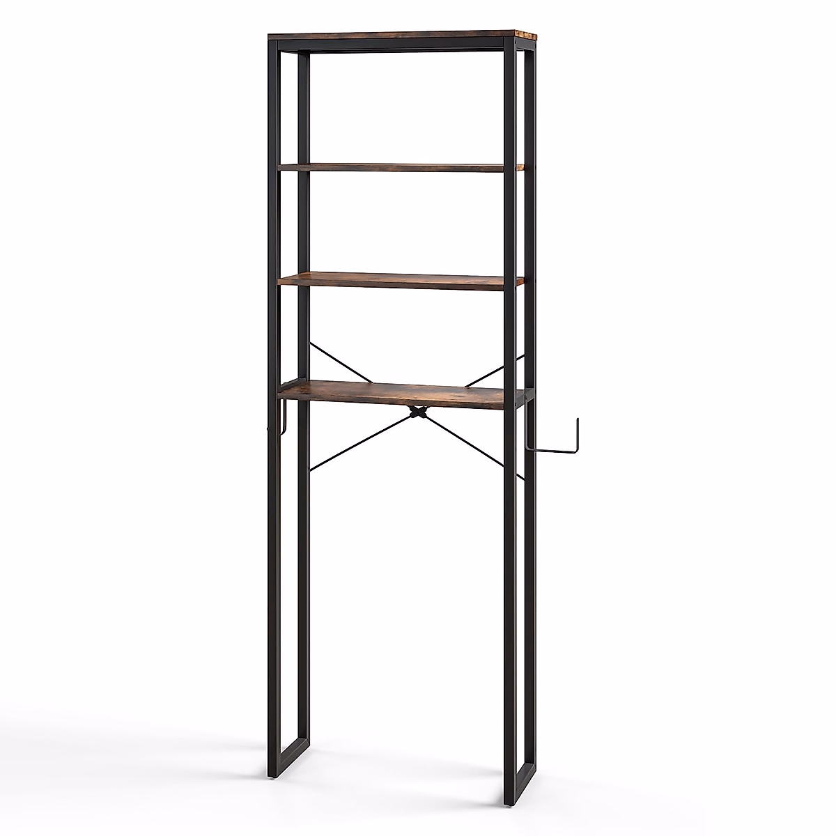 Tangkula Over The Toilet Storage Rack, 70 Inch Tall Bathroom Space Saver w/Metal Frame, Anti-Tipping Devices & Adjustable Feet Pads, Freestanding Bathroom Organizer Above Toilet, Rustic Brown