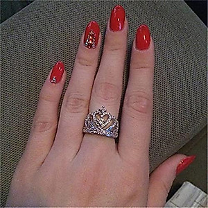 Guoshang Princess Crown Women Zircon Ring Rhinestone Fashion Jewelry Anniversary Engagement Party,8