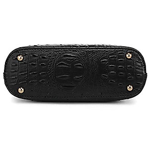 SG SUGU Crocodile Pattern Lightweight Medium Dome Crossbody Bag Shoulder Bag with Tassel | Black