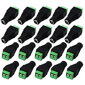 zdyCGTime DC 5.5 X 2.1mm Adapter 2.1 X5.5mm Female Barrel Power Jack to 2 Pin/Way Female Bolt Screw Type terminals Adapter Connector for CCTV Security Camera, LED Strip Light (20pack Female)