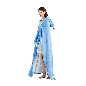 OGU' DEAL Stitch Wearable Throw Blanket Flannel Oversized Sharp Anime Cosplay Hooded Cloak Shawl Wrap Nap Quilt