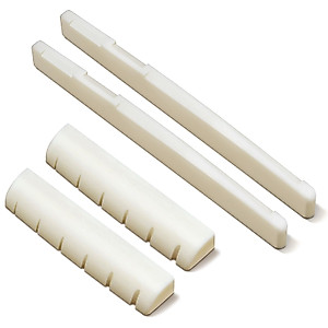 For a Left Handed Guitar - 2 Sets 4pcs 6 String Acoustic Guitar Bone Bridge Saddle and Nut Made of Real Bone by Blisstime