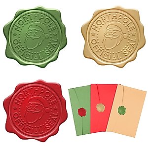 Outus 540 Pieces Christmas Wax Seal Stickers Flat Stickers Vintage Christmas Holiday Envelope Seal Sticker Santa Northpole Official Wax Seal for Party Favors, Invitations, Greeting Cards