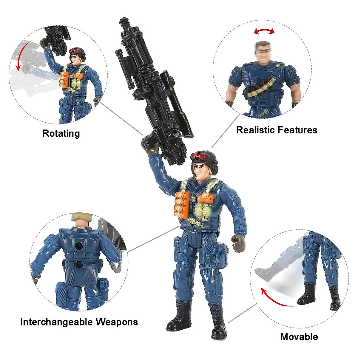 Liberty Imports Police Patrol Special Forces Action Figures Soldiers Vehicles & Accessories - Military Toy Combat Mega Playset in Storage Bucket (75 Pieces)