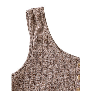 GORGLITTER Women's Sleeveless Button Front Ribbed Crop Tank Top and Elastic Waist Sleepwear Shorts Pajama Set Mocha Brown Large