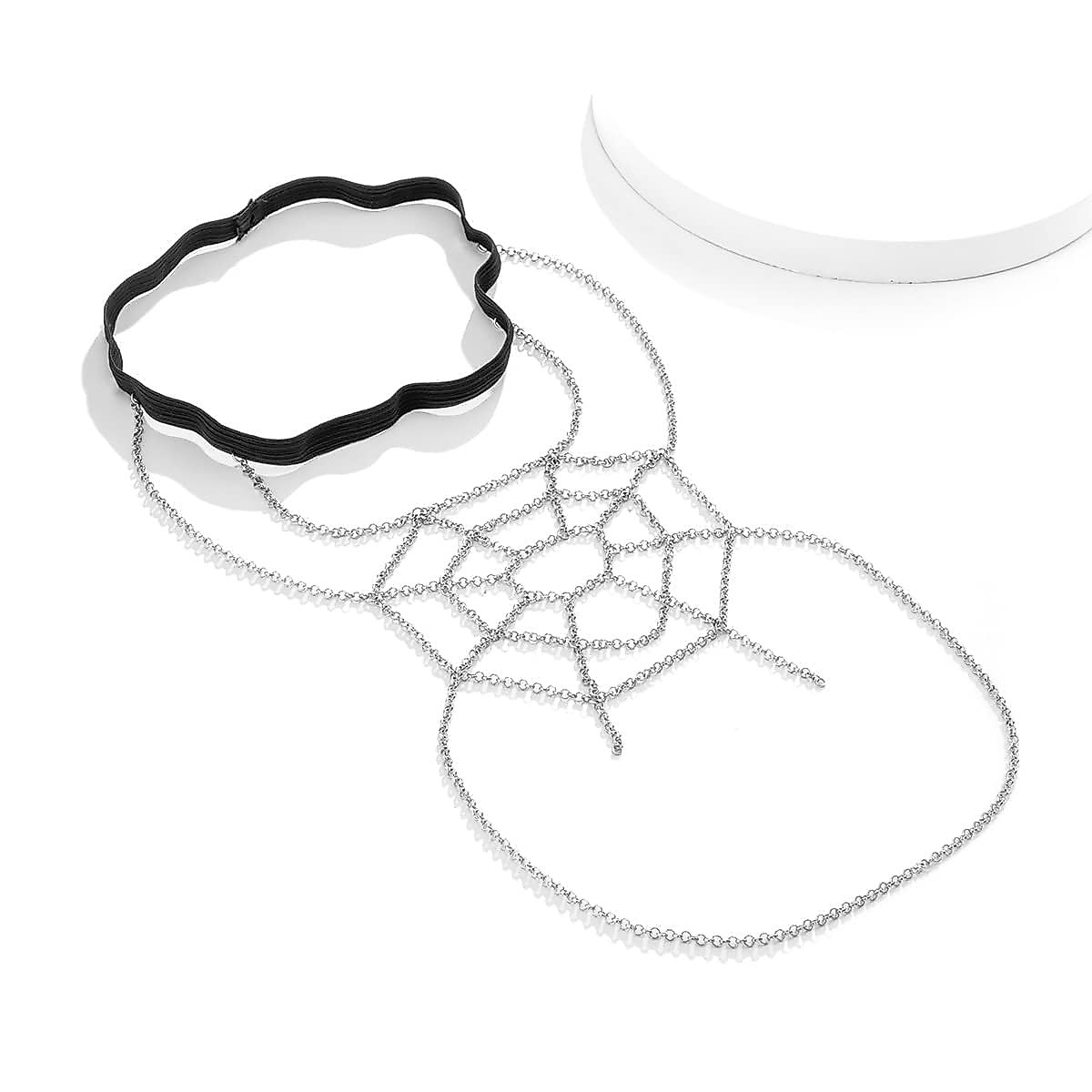 Kenjudess Punk Spider Web Leg Chain Elastic Sexy Thigh Chain Belly Dance Body Chain Summer Beach Wedding Accessories for Women