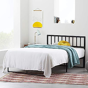 Linenspa Black Decorative Metal Steel Construction- Vertical Bar Design-40 Inches Tall Headboard, Queen