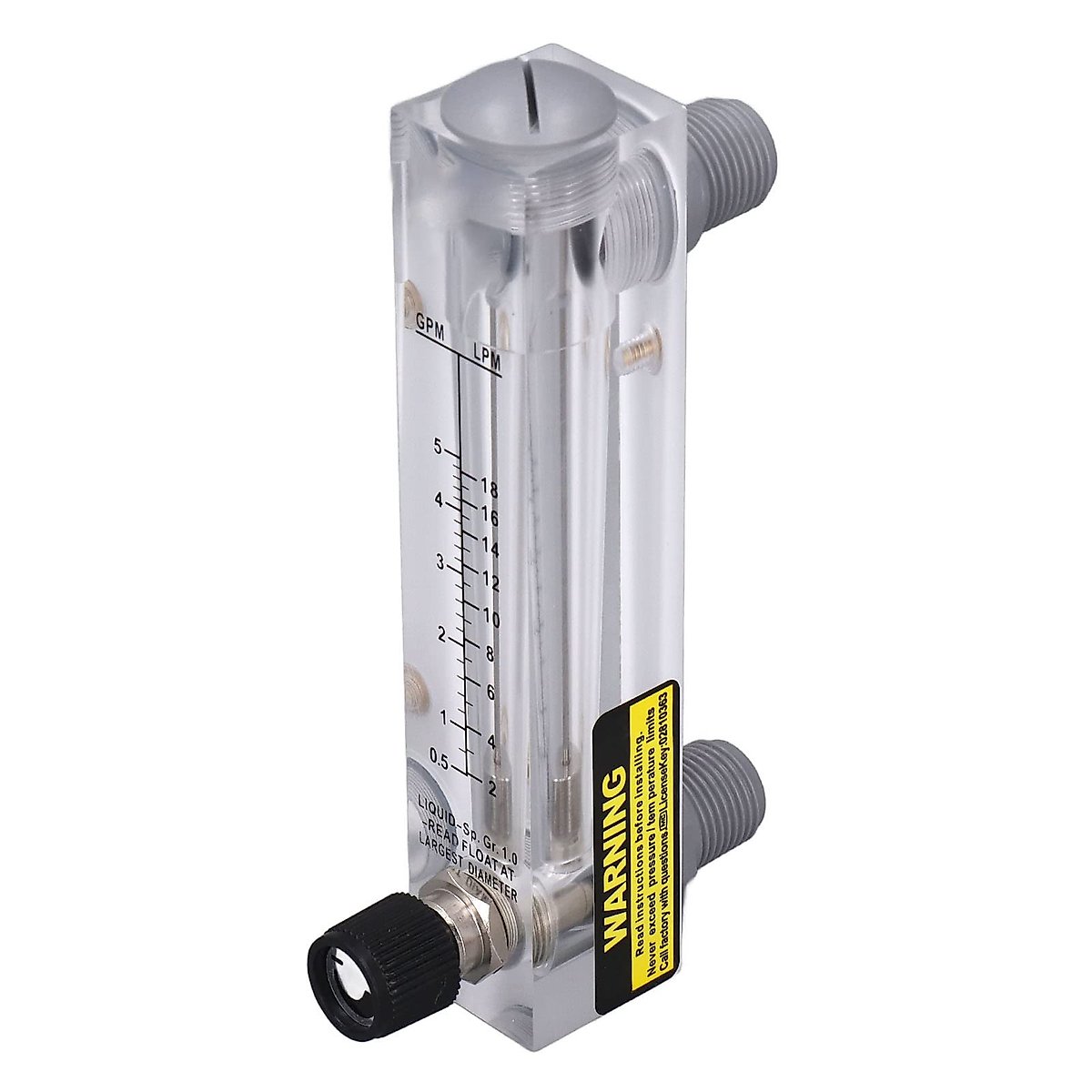 Liquid Flowmeter, Panel Type High Accuracy Water Meter Acrylic Transparent Adjustable Fluid Meter for Measure and Control The Rate of Liquid Medium, 0.5-5GPM