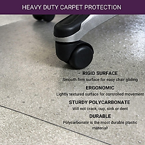 Marvelux 36" x 48" Heavy Duty Polycarbonate Office Chair Mat for Low, Standard and Medium Pile Carpeted Floors | Rectangular Transparent Carpet Protector | Shipped Flat | Multiple Sizes