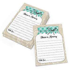 321Done Share a Memory Cards Mason Jar (50 Cards) 4" x 6" for Celebration of Life Birthday Anniversary Memorial Funeral Graduation Bridal Shower - Vertical Lined - Made in USA