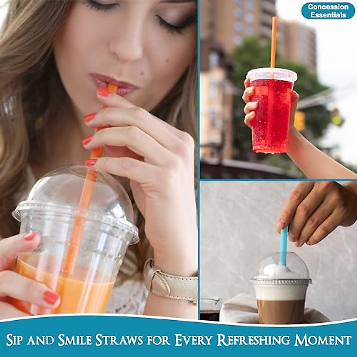 Concession Essentials Neon Jumbo 7.75 UN 500 Neon Jumbo Straws, 7.75" Unwrapped 500ct (Pack of 500), Multi Neon (CENeon7.75Unwrapped-500CT)