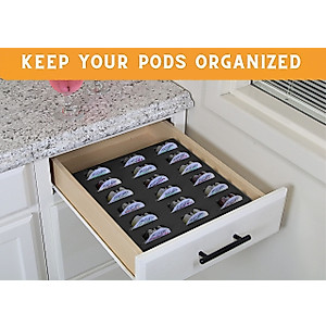 Polar Whale Cocktail Capsule Drawer Organizer Tray Insert Compatible with Bartesian for Kitchen Home Bar Party Waterproof Washable Black Foam 18 Compartment 12.5 x 12.5 Inches