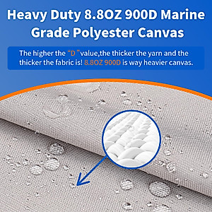 Tuszom 100% Waterproof Folding Camping Trailer Cover 900D Throughout Pop-up Camper RV Cover with 7 PCS Reinforced Windproof Straps Fits 12'-14' - All Season Protection for Motorhome