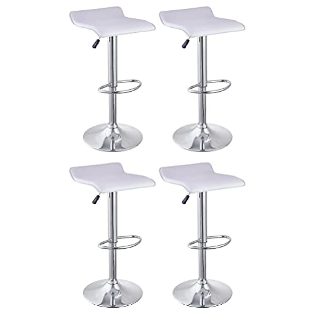 FurnitureR 3-Piece Bar Table Chairs Set, Round Cocktail Table and PU Leather Adjustable Swivel Chairs Barstools, Modern Counter Height, Home Office (White)