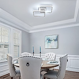 DELIPOP Ceiling Light Fixture, 23 Inch Sqaure Modern LED Ceiling Light, 42W Cold White 6500K Flush Mount Ceiling Light for Hallway Living Room Dinning Room Kitchen and Bedroom Acrylic Ceiling Lamps