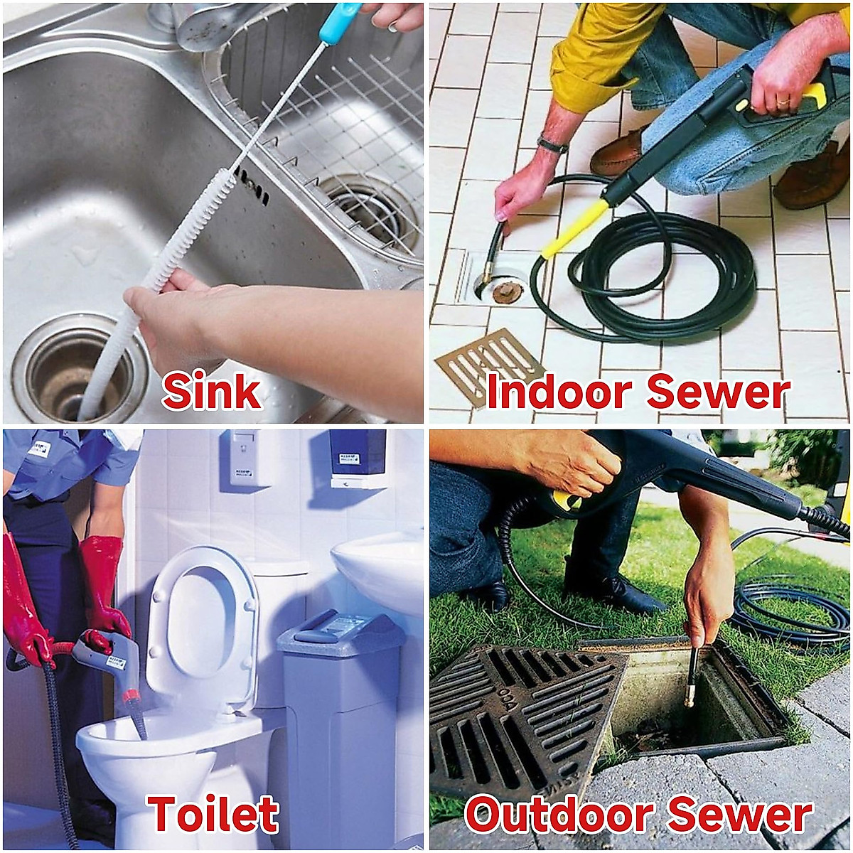 8PCS Sewer Jetter Nozzle Kit with Box, Stainless Steel Rotating Nose Sewer Jetting Nozzle for Pressure Washer,Pressure Drain Jetter Hose Nozzle with 1/4 Inch Pressure Washer Quick Connector,5000 PSI