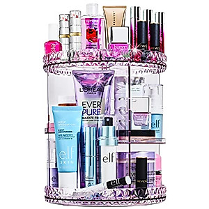 Sorbus 360 Rotating Makeup Organizer - Spinning cosmetics organizer, Adjustable Shelves for Make Up, Perfume & Toiletries - Acrylic Makeup Organizer for Vanity, Bathroom, Bedroom, Closet [Purple]