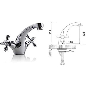 Kitchen Taps Classic Silver Bathroom Basin Faucet Mixer Toilet Faucet Double Handle Bath Faucet Hot and Cold Water Mixer Control