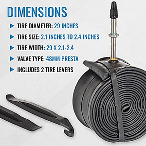 Goodyear 48mm Presta Valve Tube - 29 Inch Butyl Rubber - Durable Mountain Bicycle Tire Tube for Cycling - 29 x 2.1/2.4