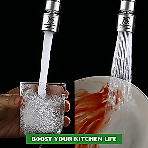 Swivel Faucet Aerator, Faucet Nozzle with 2 Spray Modes,360° NSF Rotate Kitchen Sink Faucet Attachment,Faucet Extender for Kitchen 55/64 inch Female Thread,Kitchen Sink Aerator Chrome