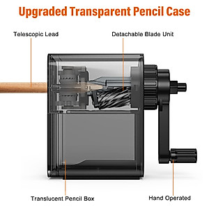 Pencil Sharpener Black, Manual Pencil Sharpener with Stronger Helical Blade to Fast Sharpen for Kids, School, Classroom, Home, Artists, Ideal for No.2/Colored/Art Pencils