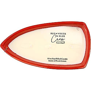 Pavilion Gift Company Lake Lover-Triple Wick 10 oz 100% Soy Wax Scent: Fresh Linen with Silver Detail Accents. Candle, White