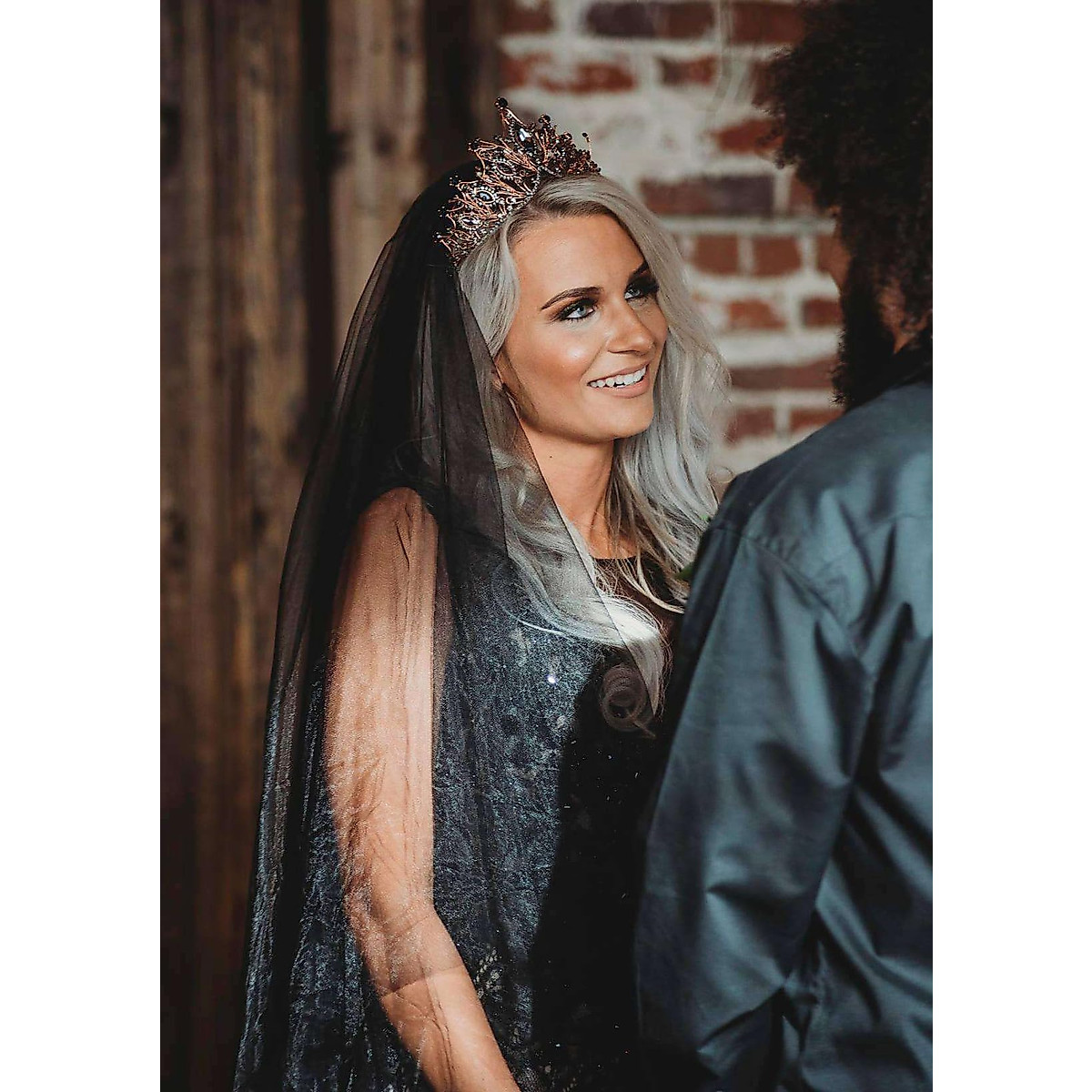 Baroque Black Queen Crowns for Women, Rhinestone Wedding Crowns and Tiaras Crystal Princess Crown Tiaras for Prom Birthday Party Valentines Costume