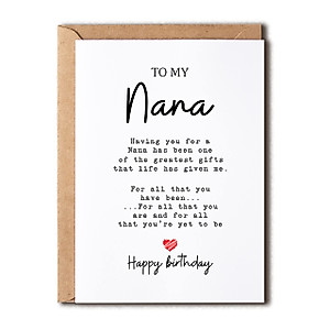 To My Nana - Nana Birthday Card - Nana Is The Greatest Gifts In My Life - Birthday Card For Nana - Gift For Nana Card- Christmas Gifts For Nana
