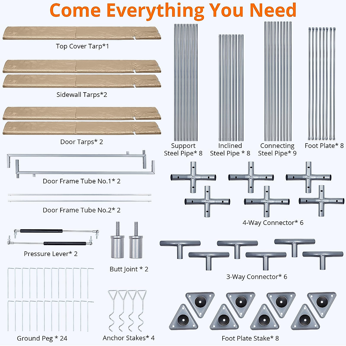 ACONEE Carport 10×20 FT Heavy Duty Car Canopy with Ventilated Windows, Removable Sidewalls & Zipper Doors, Portable Garage Boat Party Tent, Reinforced Triangular Beam, All-Season Tarp for SUV, Truck