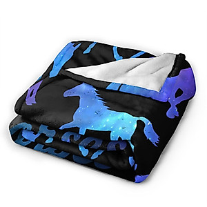 Horse Throw Blanket Ultra Soft Cozy Plush Just A Girl Who Loves Horses Flannel Fleece Blankets Lightweight Fuzzy Warm Animal Party Blanket All Season Gifts for Boys Girls Bed Couch Sofa 50"x40"