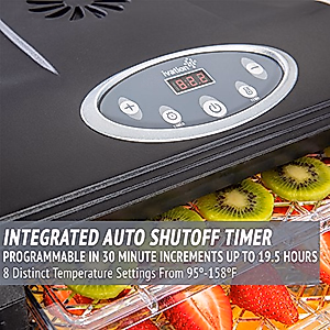 Ivation 9 Tray Countertop Digital Food Dehydrator Drying Machine 600w with Preset Temperature Settings, Auto Shutoff Timer and Even Heat Circulation for Beef Jerky, Fruits, Vegetables & Nuts