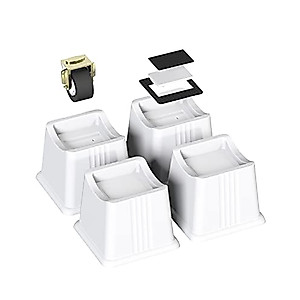 ZTON Bed Furniture Risers Elevation in Height 3" Heavy Duty Risers for Both Posts and Wheels of Furniture Sofa Bed Couch Chair Table,Support up to 2000 lbs.(4 Pack,White)¡­