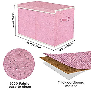 VERONLY Large Toy Box for Girls,Toy Chest for Kids -Collapsible Toy Storage Organizer with Lid Toy Bin Storage Organizer for Nursery, Playroom, Bedroom, Closet, Living Room, Kindergarten (Pink)