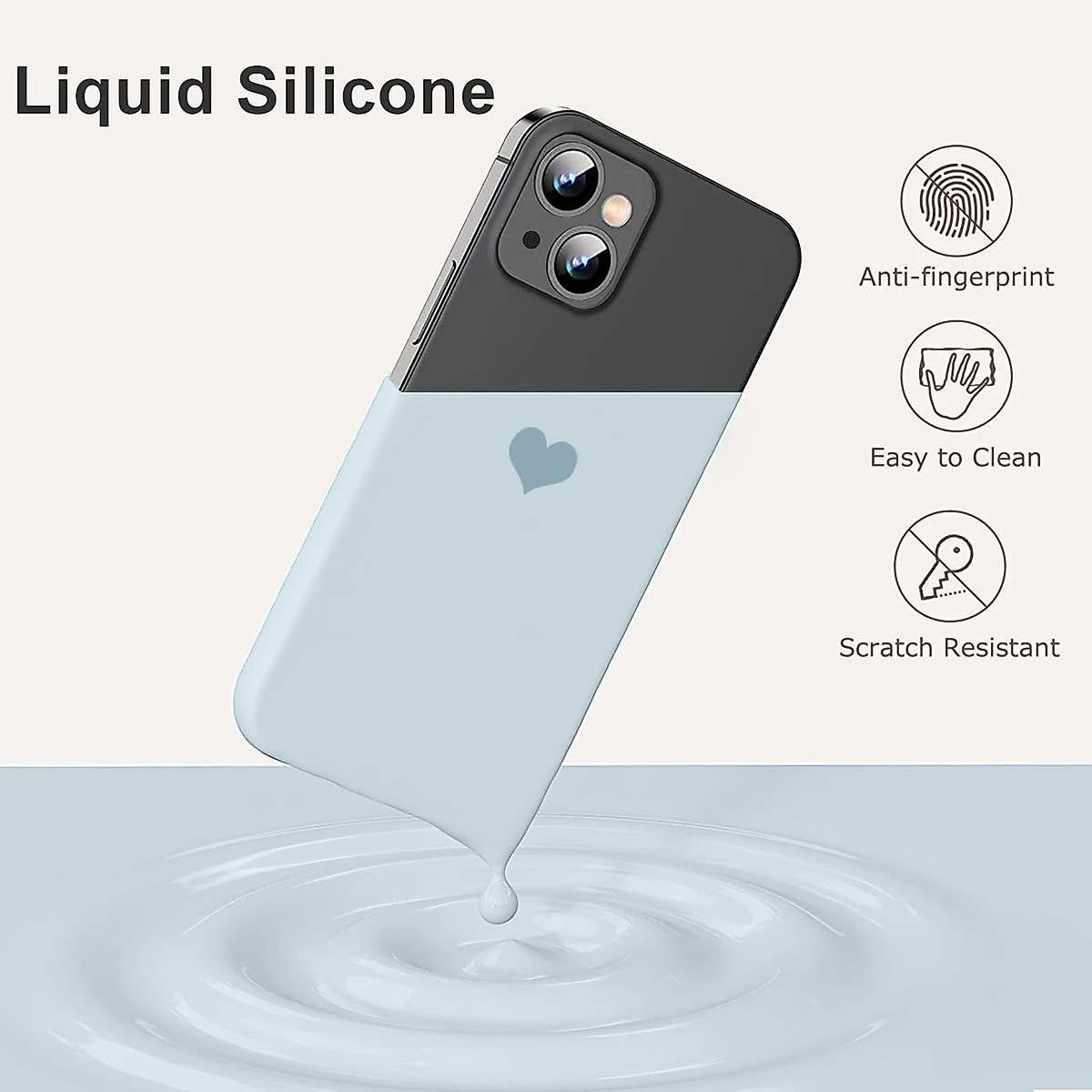 SupVict iPhone 13 Mini Phone Case, Slim Thin Silicone Soft Rubber Gel Cute Heart Design Shockproof Protective Soft Bumper Drop Protection Girls Women Boys Men iPhone 13 Mini Cover, Blue Design