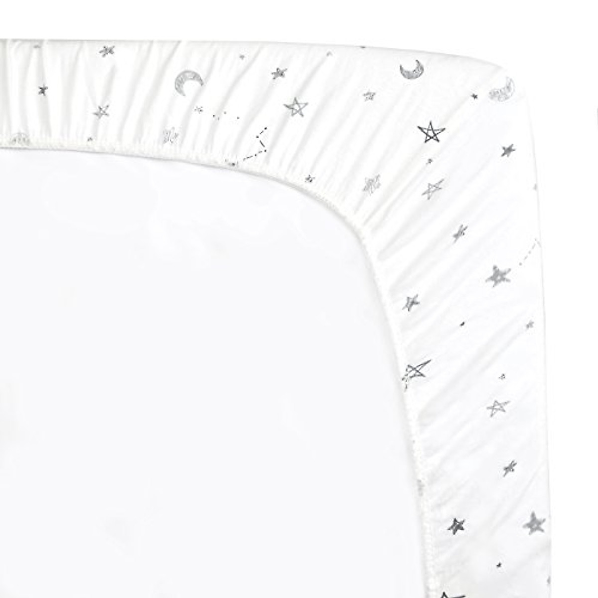 TL Care 2 Pack Printed 100% Natural Cotton Jersey Knit Fitted Pack N Play Playard Sheet, Gray Star/Gray Zigzag, Soft Breathable, for Boys and Girls