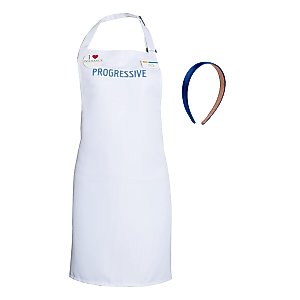 VOREAD White Apron for Halloween Costume with Button Nametag and Headband (White)